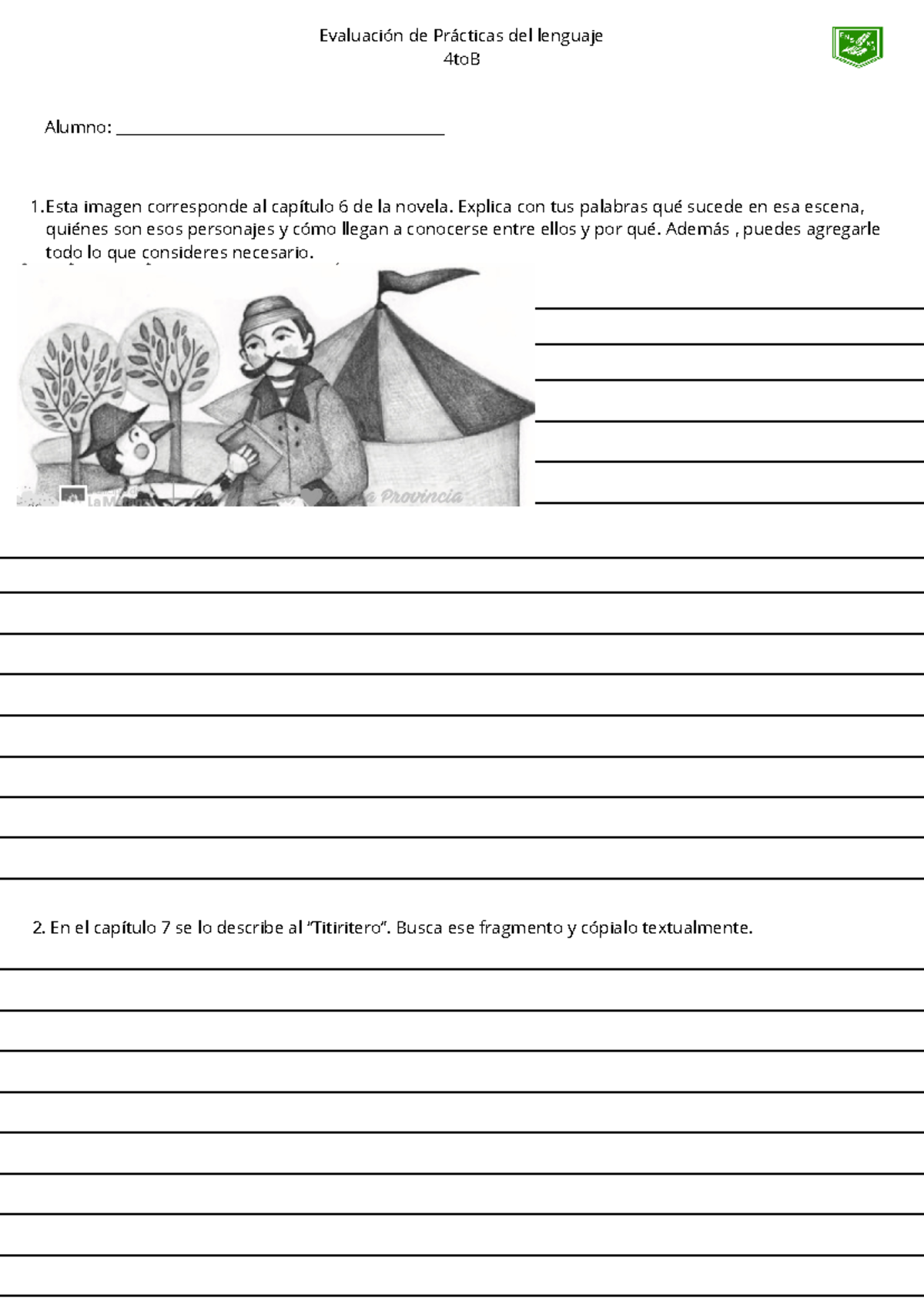 Prueba PDL 4to B - Evaluación de Prácticas del Lenguaje 4to Grado - Studocu