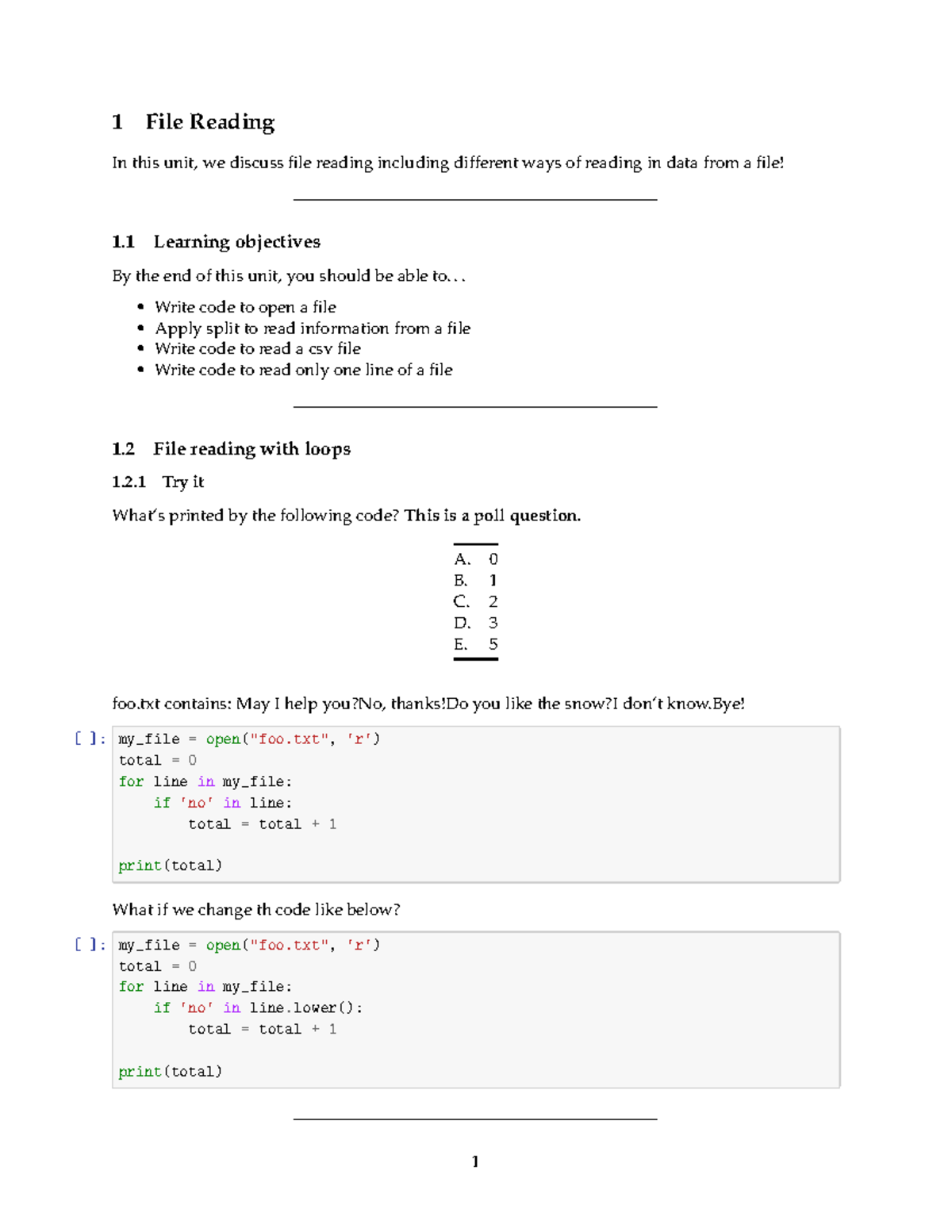 File Reading Techniques and Applications (CS101) - Studocu