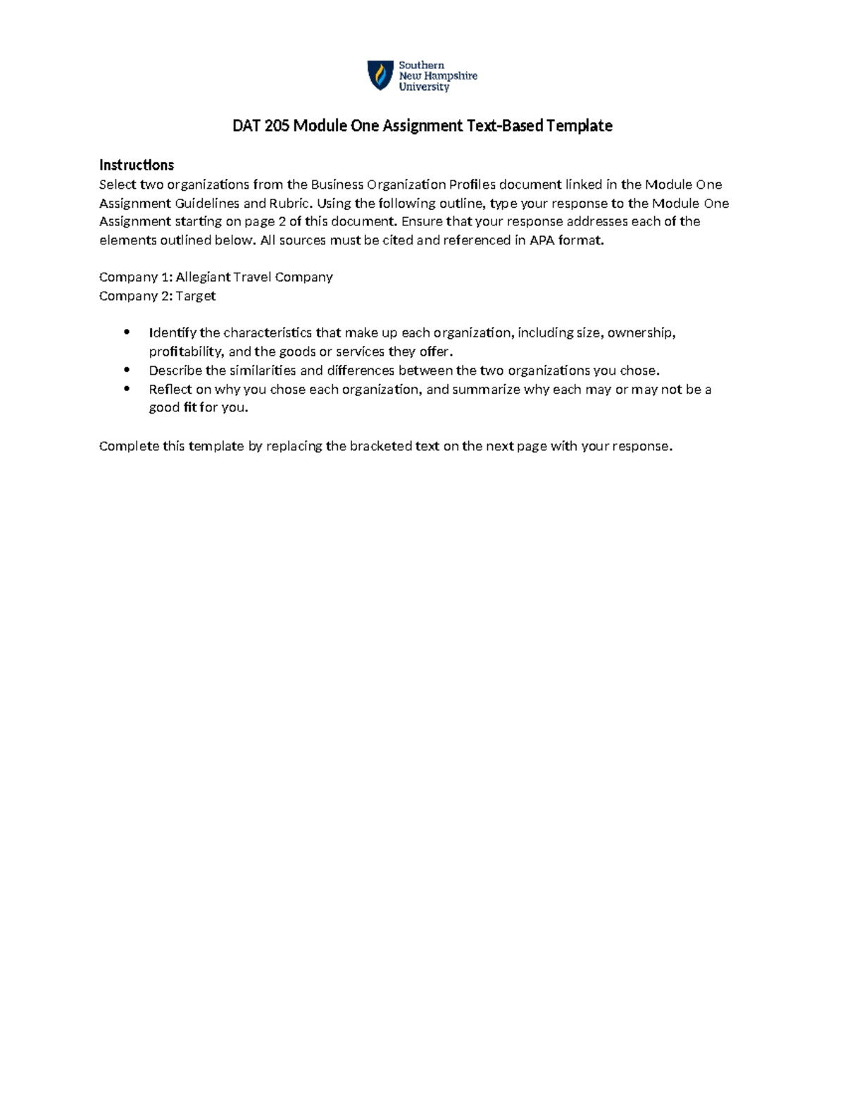DAT 205 Module One Assignment Analysis and Comparison - Studocu