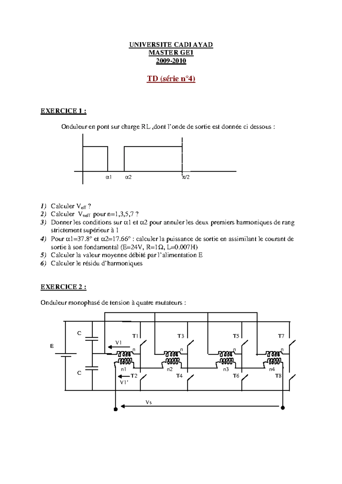 TD corrigés d'électronique de base - TRAVAUX DIRIGES D’ELECTRONIQUE ####### E 1 ####### I ...
