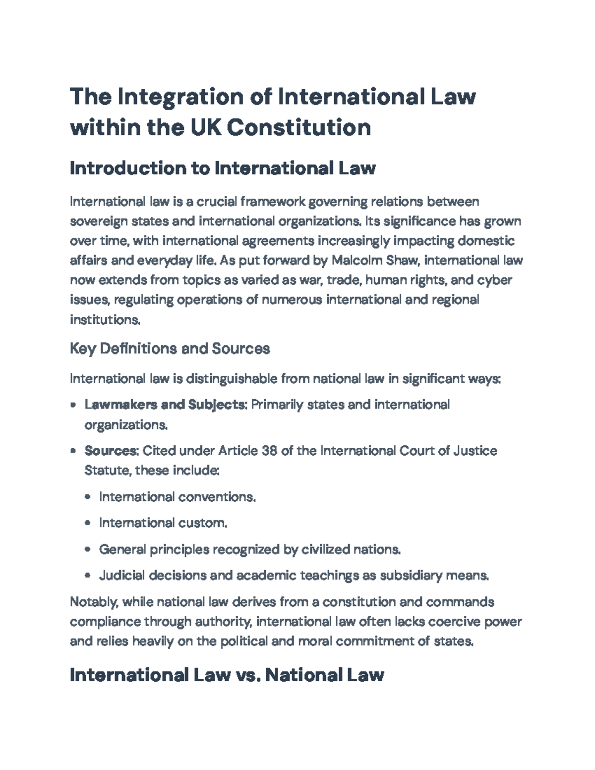 Integration of International Law in the UK Constitution: Key Insights ...