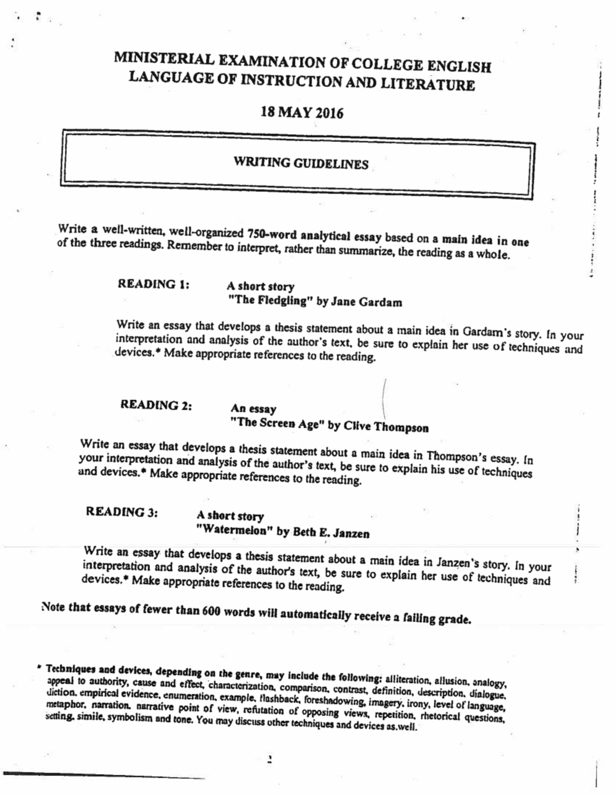 ENGLISH EXIT EXAM READINGS & ESSAY EXAMPLES - MAY 15TH - Studocu