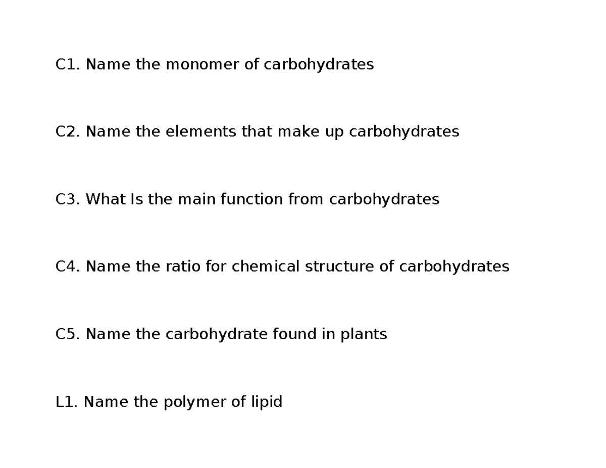 Macromolecule Relay Questions: Carbs, Lipids, Proteins, Nucleic Acids ...