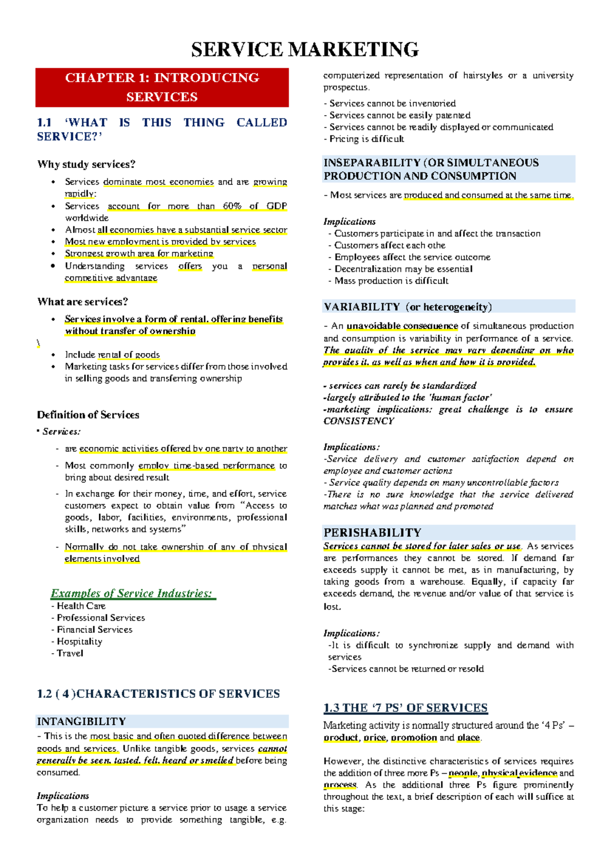 Service- Marketing- Midterm - SERVICE MARKETING CHAPTER 1: INTRODUCING ...