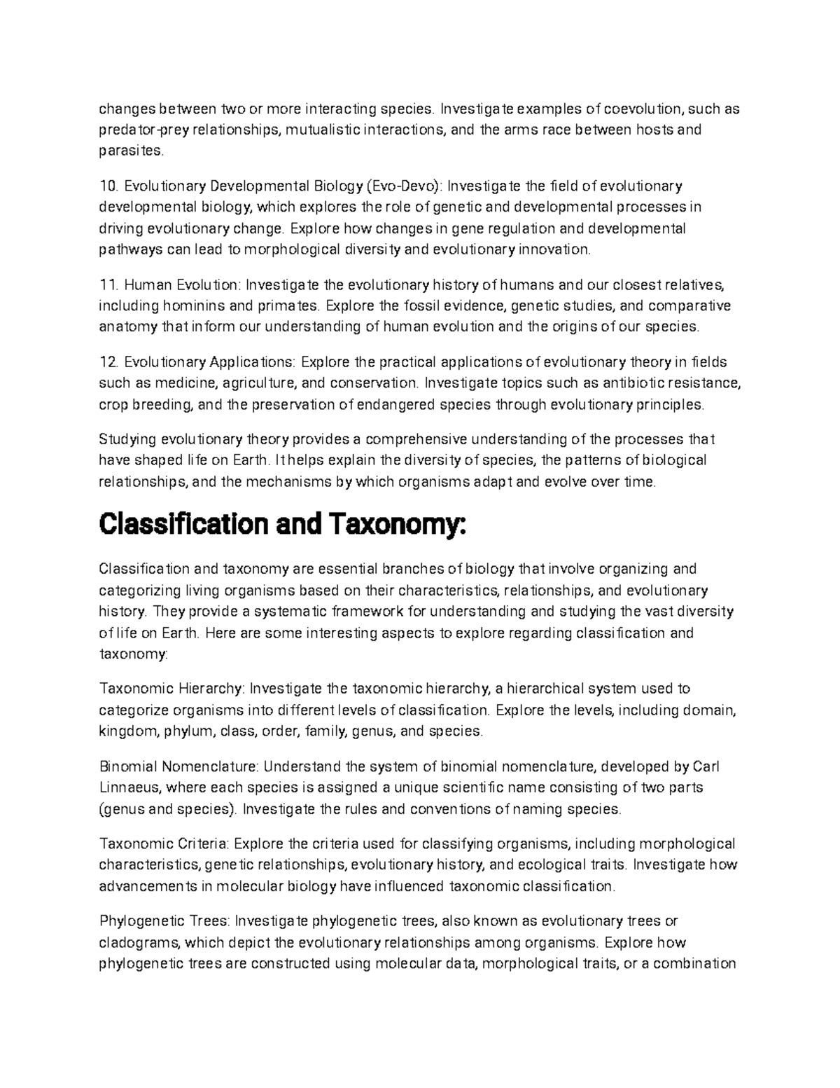 Introduction to Biology-10: Evolutionary Concepts & Taxonomy Insights ...