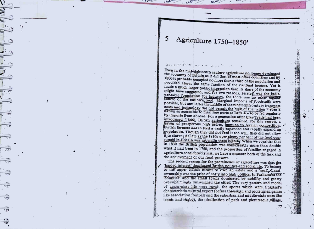 Britain Unit 2 - Agriculture’s Role in Economic and Social Change - Studocu