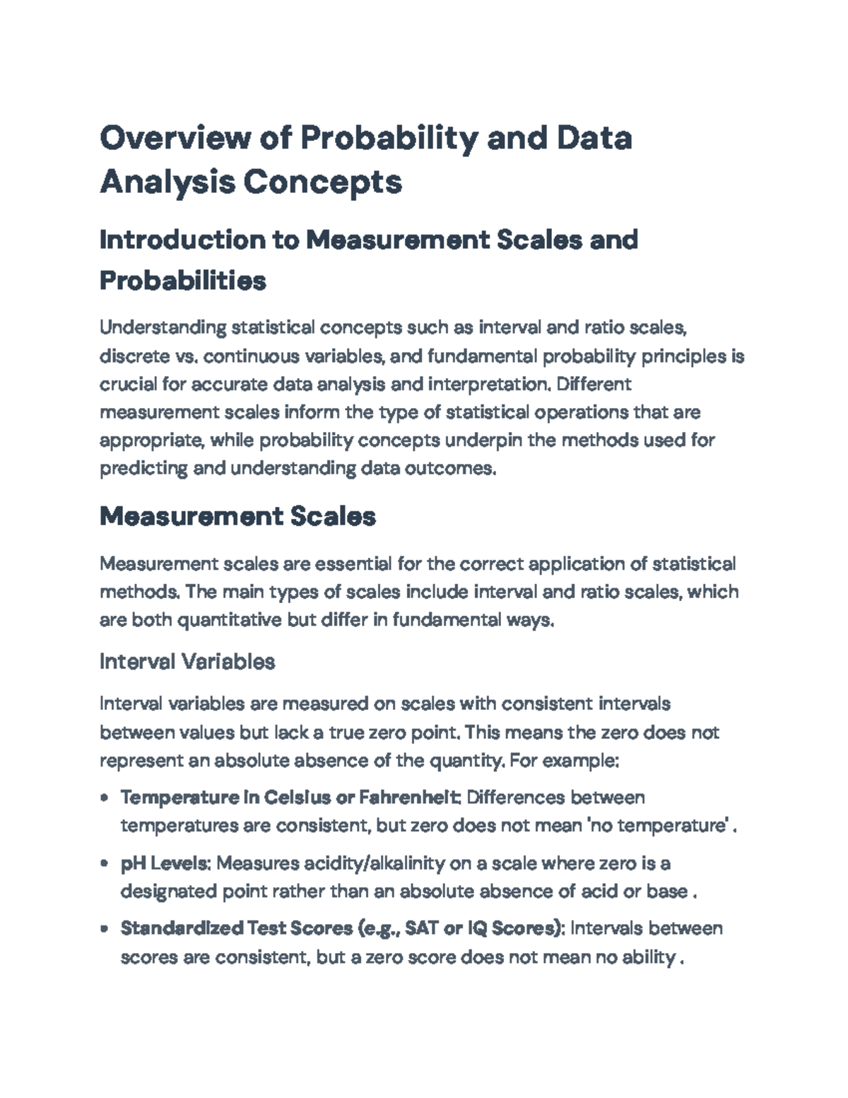 Understanding Measurement Scales & Probability Concepts in Data Analysis (MATH 101) - Studocu
