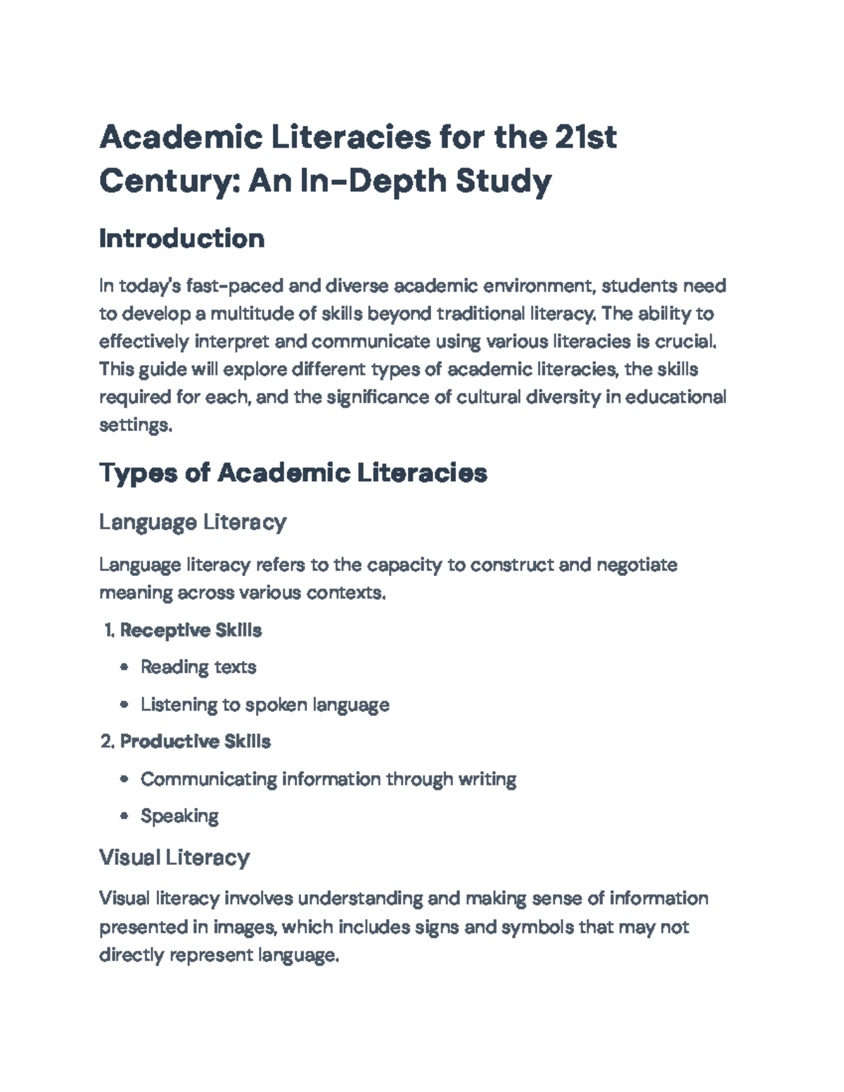 Academic Literacies for the 21st Century: Skills and Cultural Insights ...