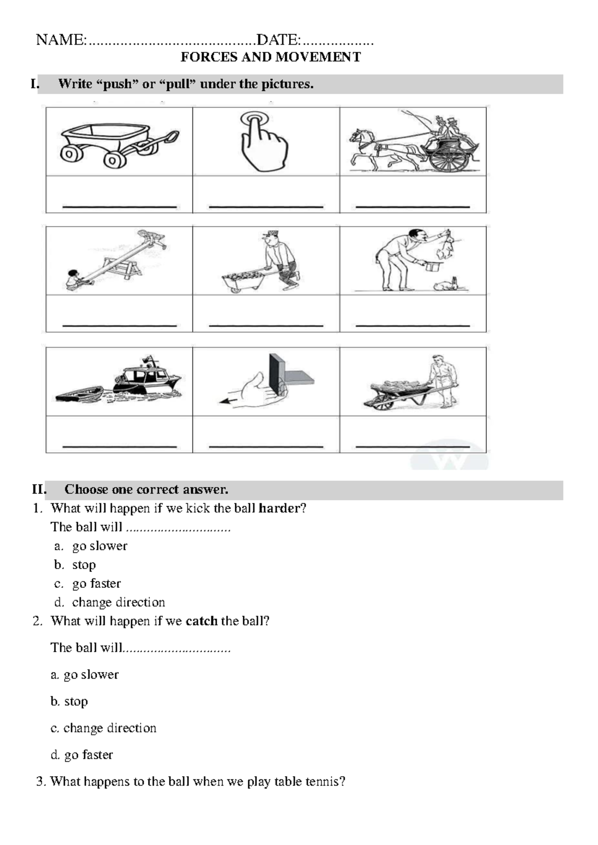 Forces and Movement - Quiz on Motion and Forces - Studocu