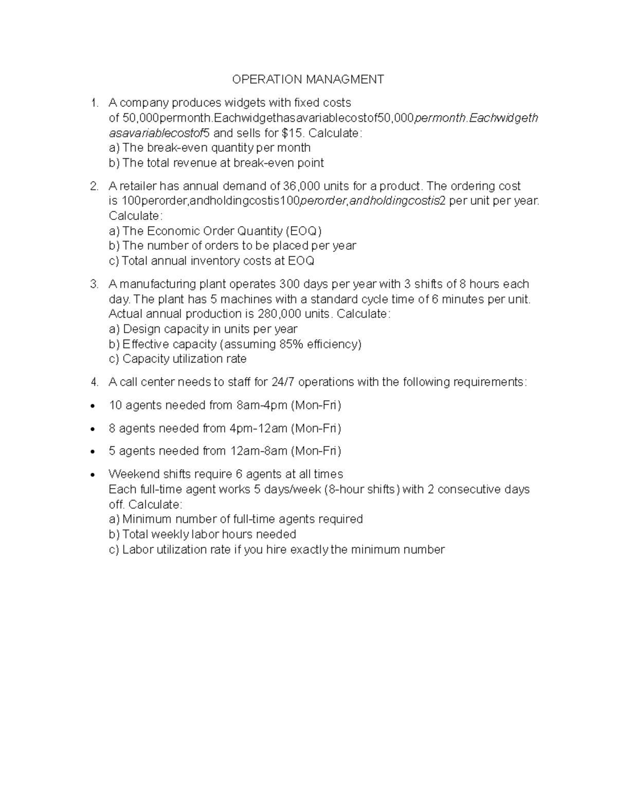 Operation Management - Review Questions (OM 101) - Studocu