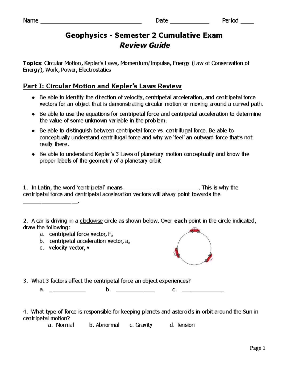 Geophysics - Semester 2 Cumulative Exam Review Guide (Final Exam) - Studocu