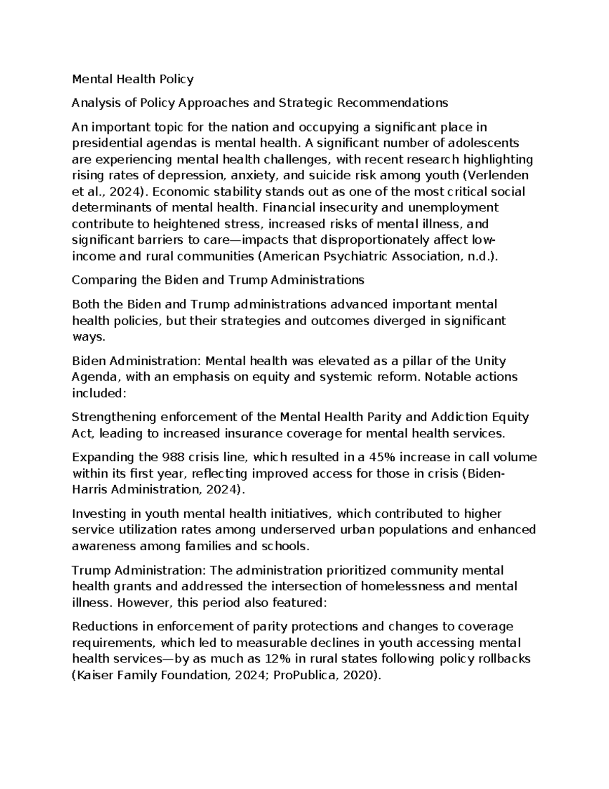 6050WK1 Discussion: Mental Health Policy Analysis & Recommendations - Studocu