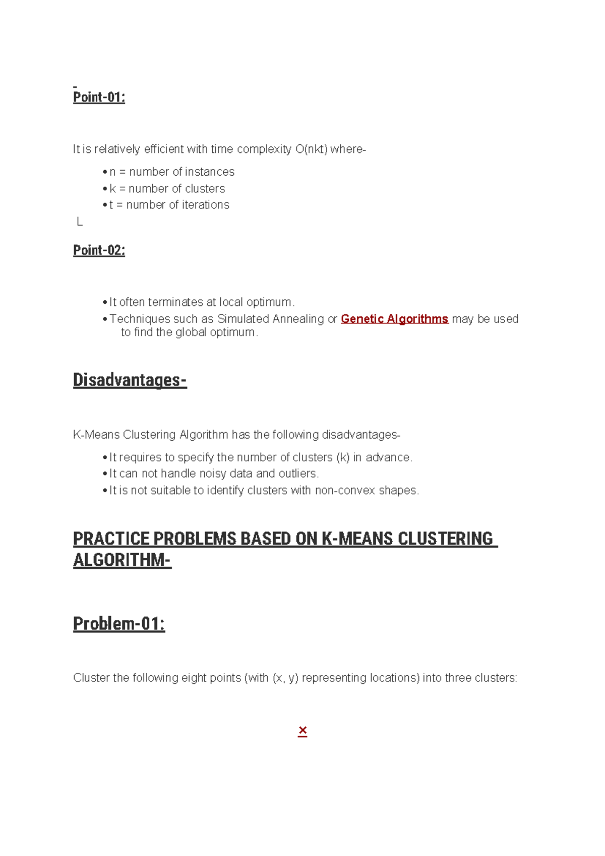 K Means Clustering Algorithm: Problems & Solutions Overview - Studocu