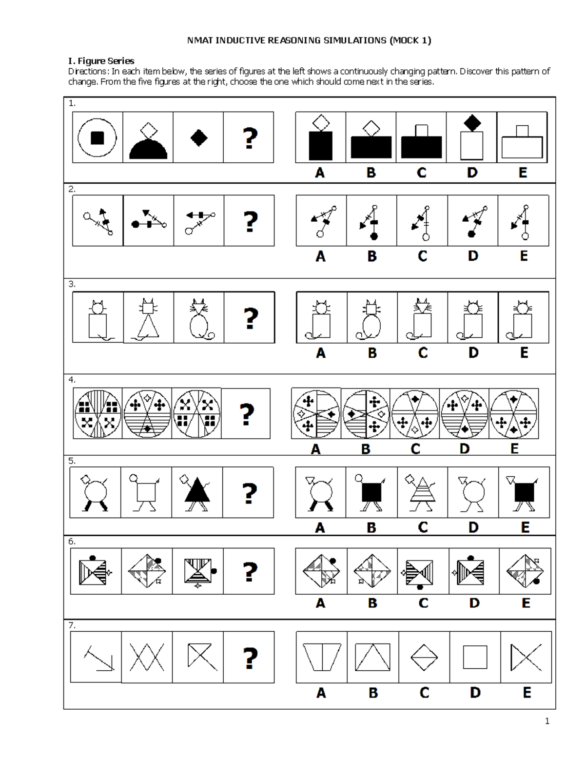 NMAT Mock 1 Inductive Reasoning Practice Questions - Studocu