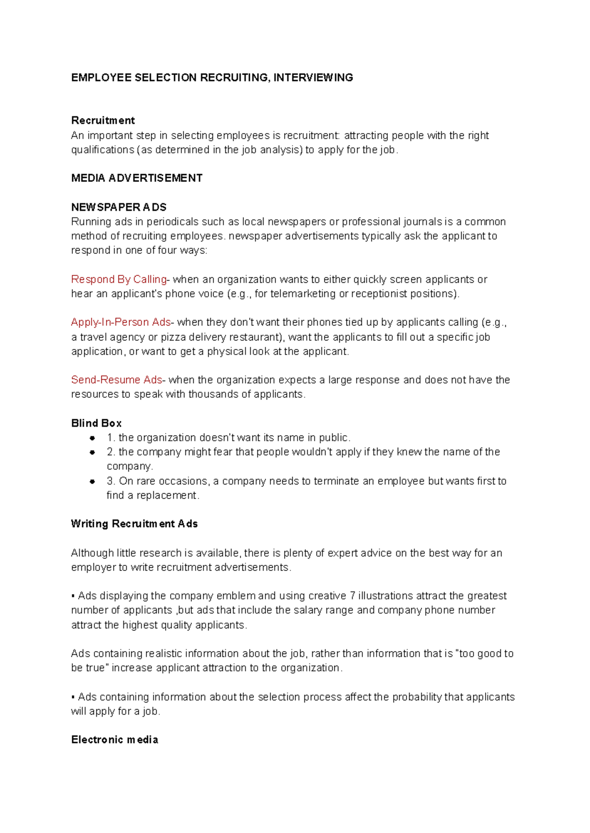 IO-Complete Module: Employee Selection & Recruitment Strategies - Studocu