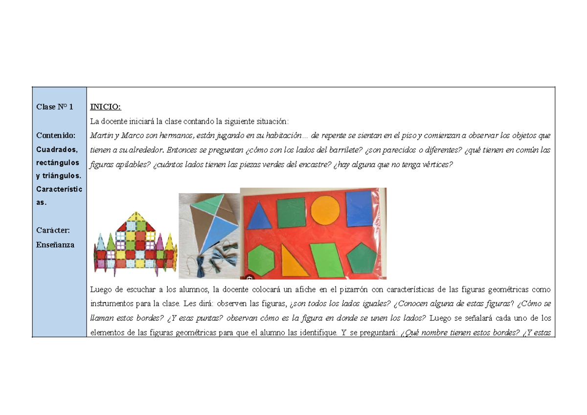 Clase 1: Introducción a las Figuras Geométricas y Cuerpos - INICIO ...