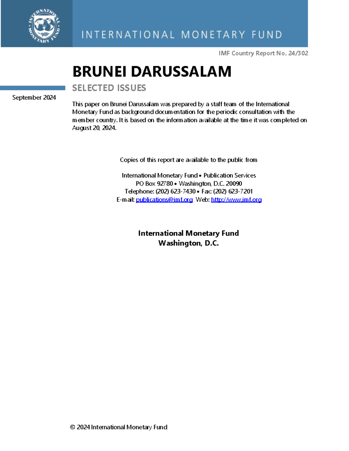 IMF Country Report: Brunei Darussalam Selected Issues - Sept 2024 - Studocu