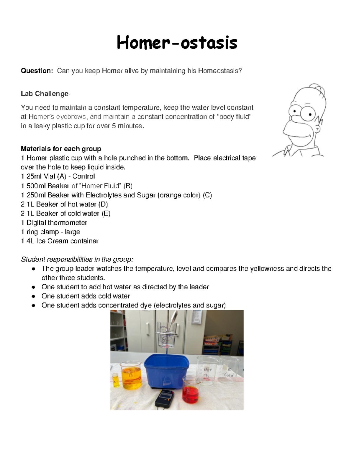 Practical 3 - Homeostasis Lab Challenge: Keeping Homer Alive - Studocu