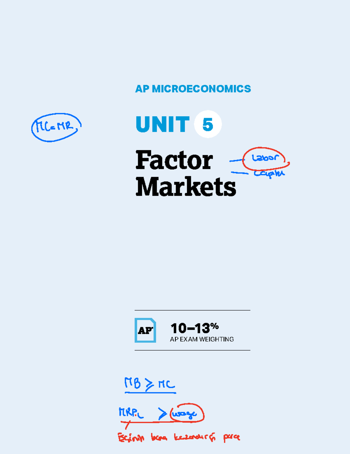 AP MICROECONOMICS ME UNIT 5 Factor Markets Study Guide - Studocu