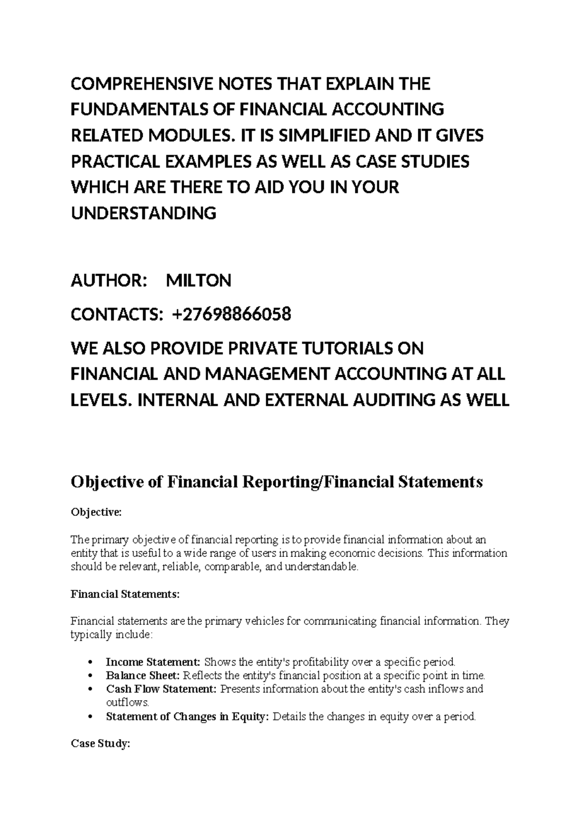 FAC Notes - Financial Accounting Fundamentals and Practical Insights ...
