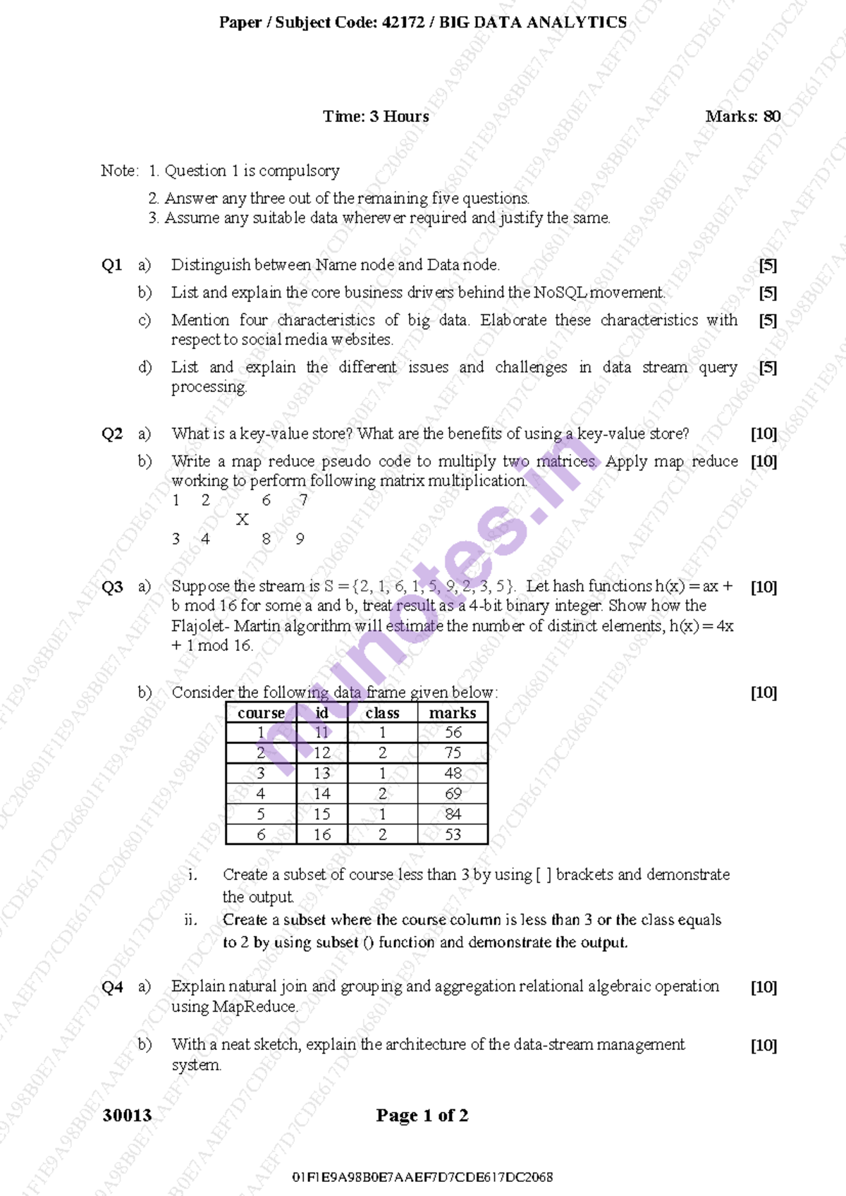 Big Data Analytics Exam Paper - 42172 - 3 Hours - Studocu