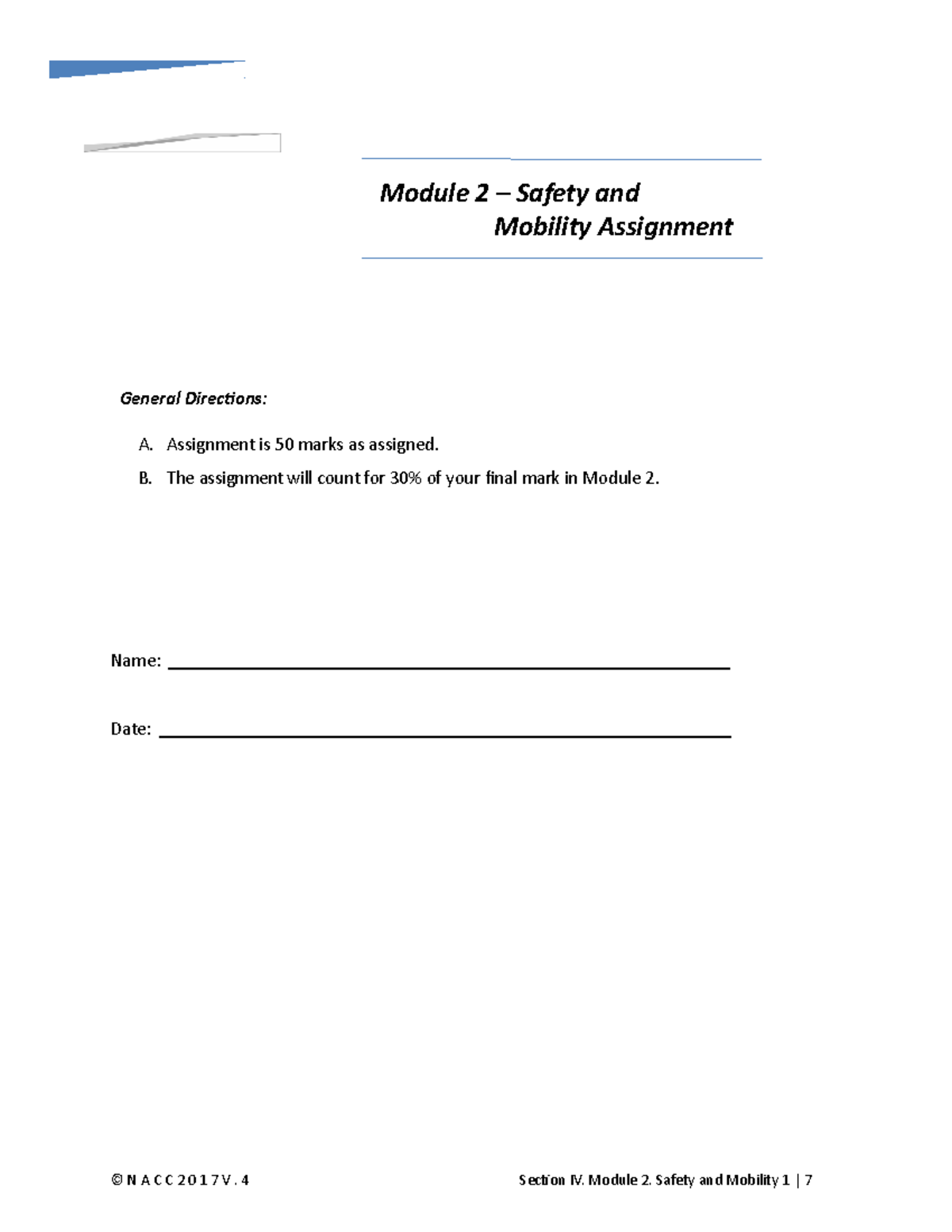 Assignment 2 - Module 2 - Module 2 – Safety and Mobility Assignment ...