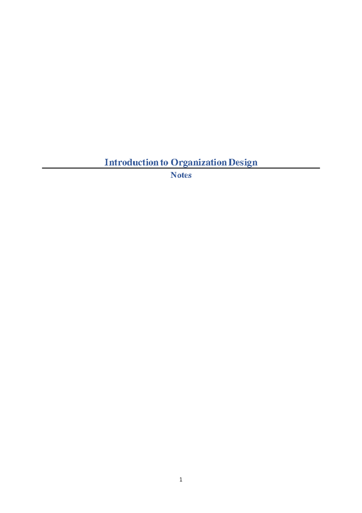 IOD Lecture Notes: Insights into Organization Design and Strategy ...