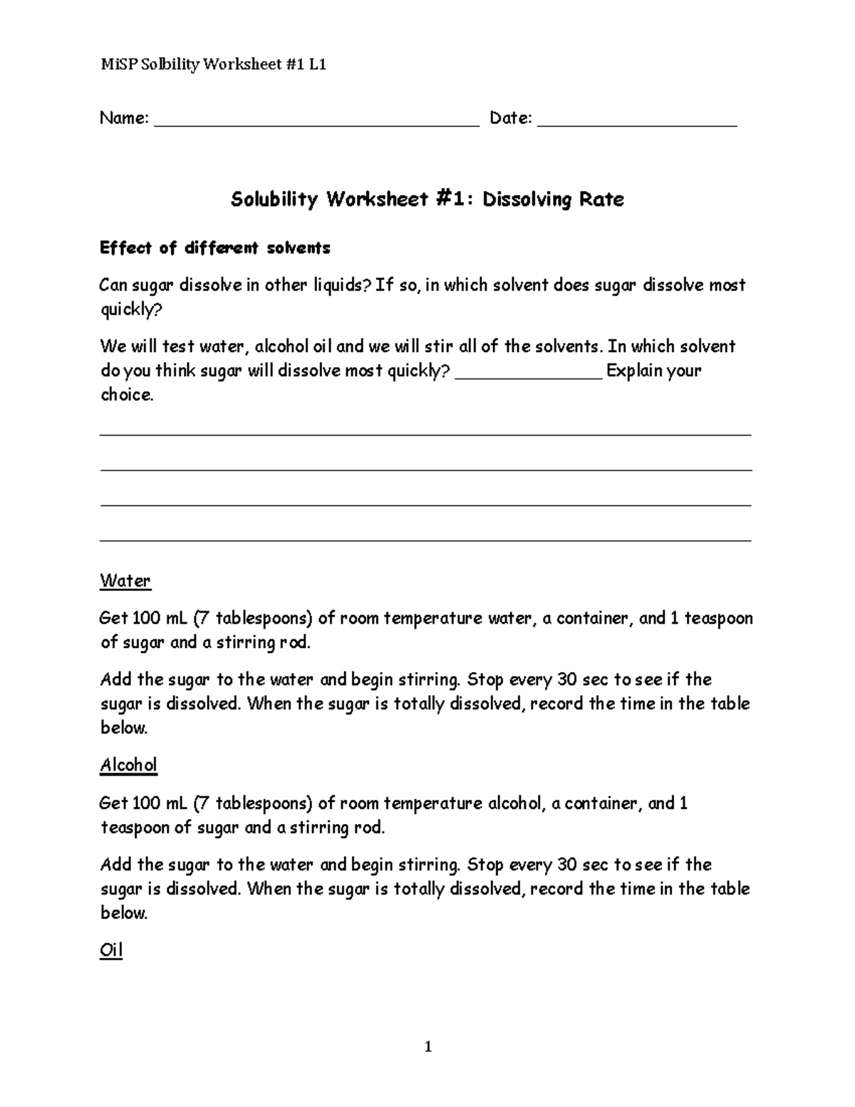 Inbound 3873154381264117120 - MiSP Solbility Worksheet #1 L 1 Name