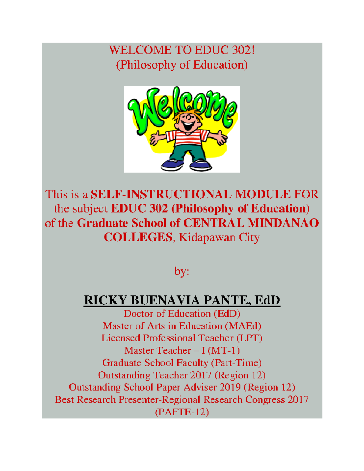 Module 1: Philosophical Perspectives in EDUC 302 - A Self-Instructional ...