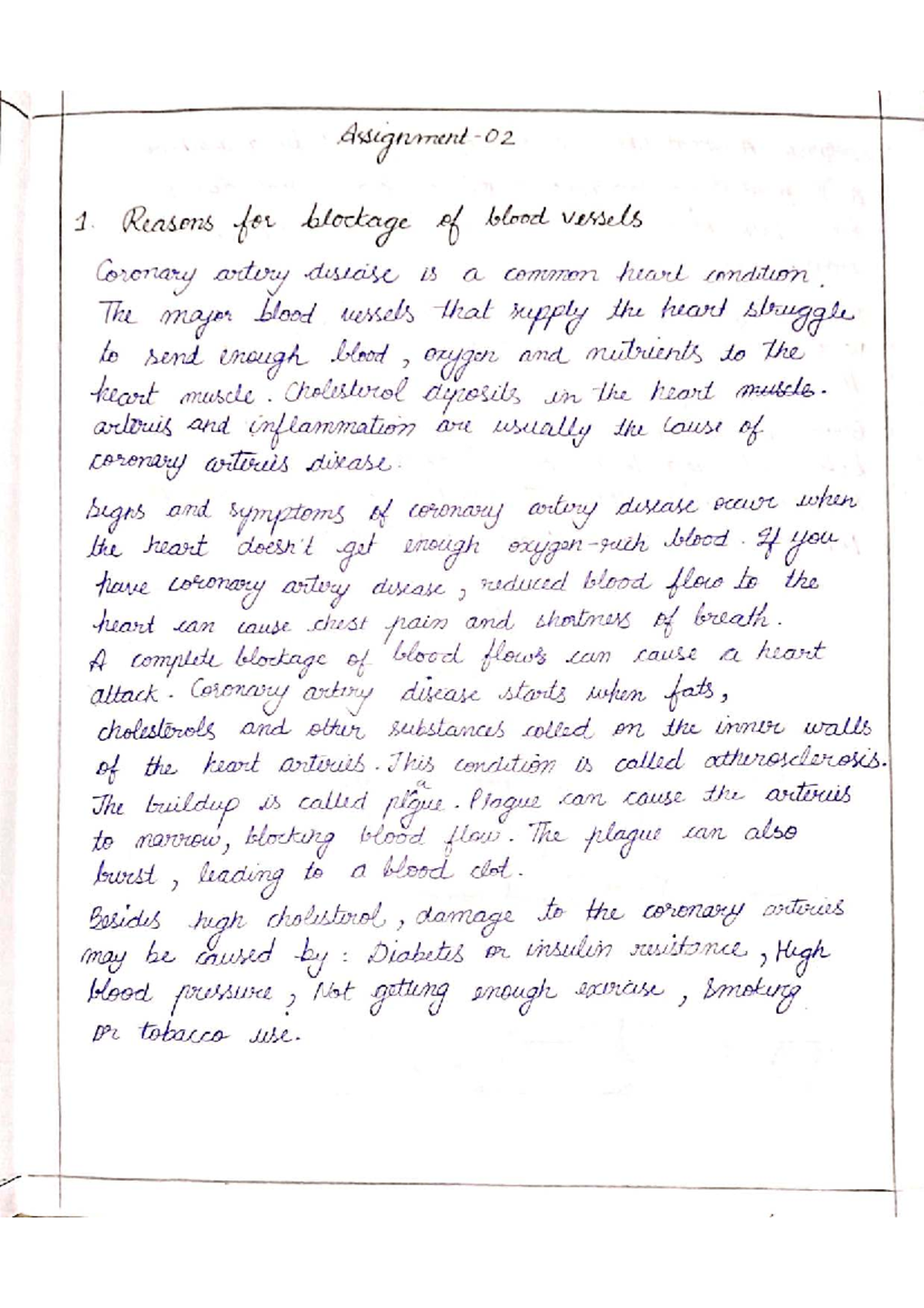 Biology Assignment 2: Understanding Coronary Disease, Heart-Lung ...