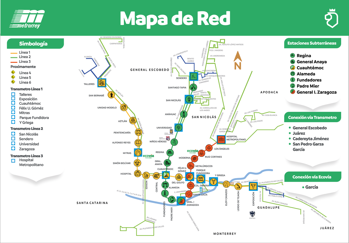 Mapa de Red - Metro de monterrey - metrorrey Mapa de Red 20 AV. SENDERO ...