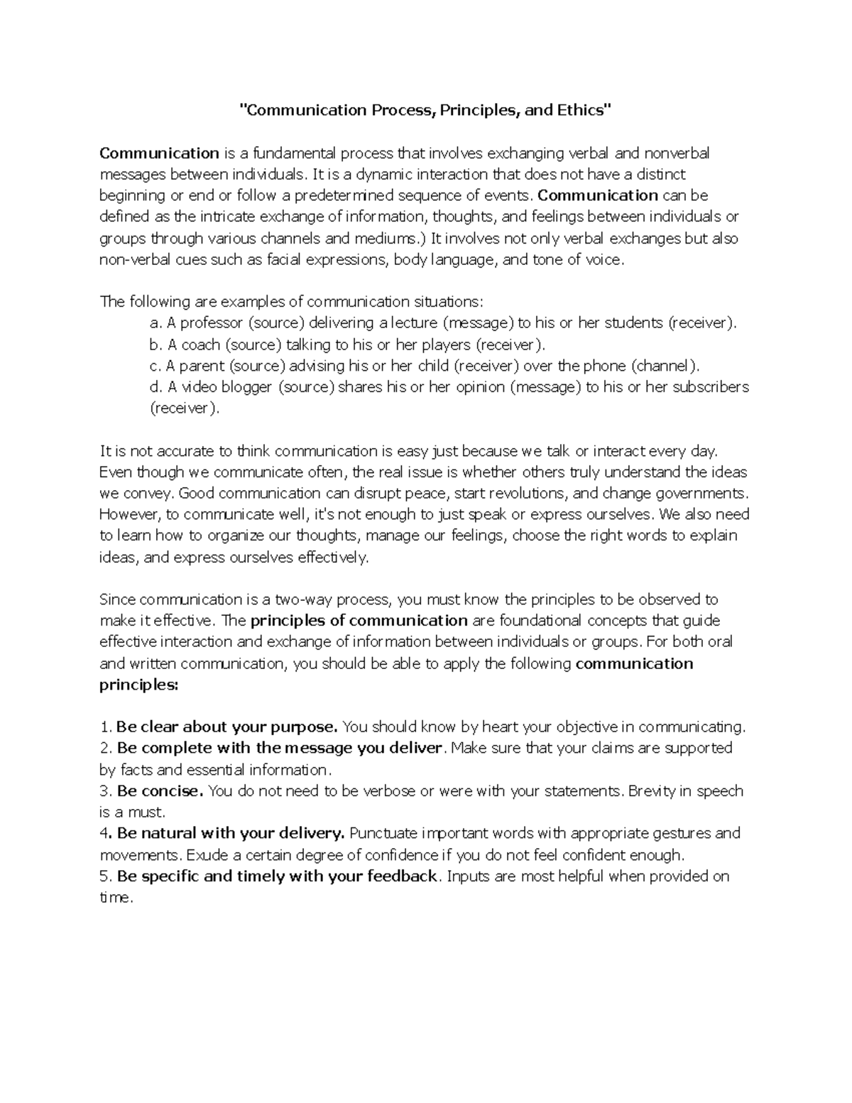 Purposive Communication: Principles and Models Explained - Studocu