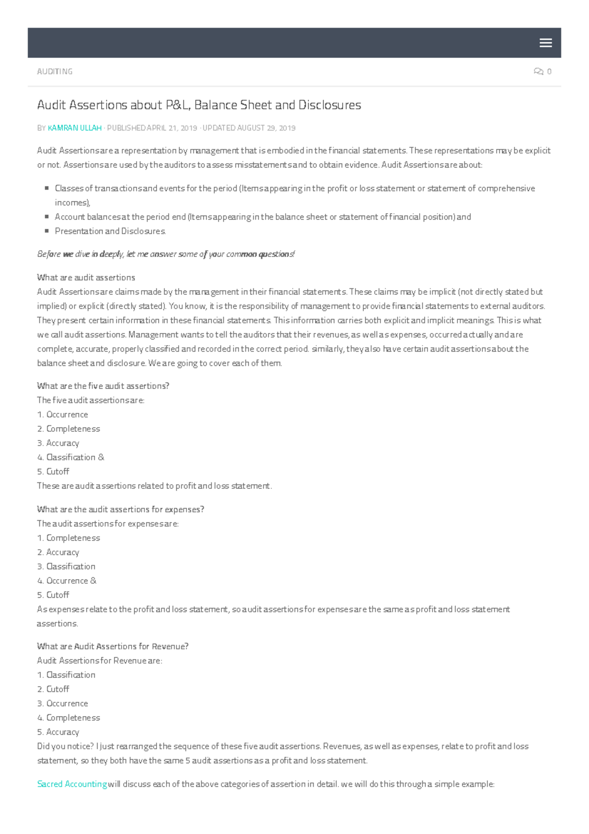 Audit-assertions - What are Audit Assertions? Audit Assertions are a ...