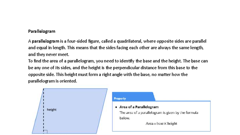 Grade 5 Study Guide: Understanding Parallelograms - Studocu