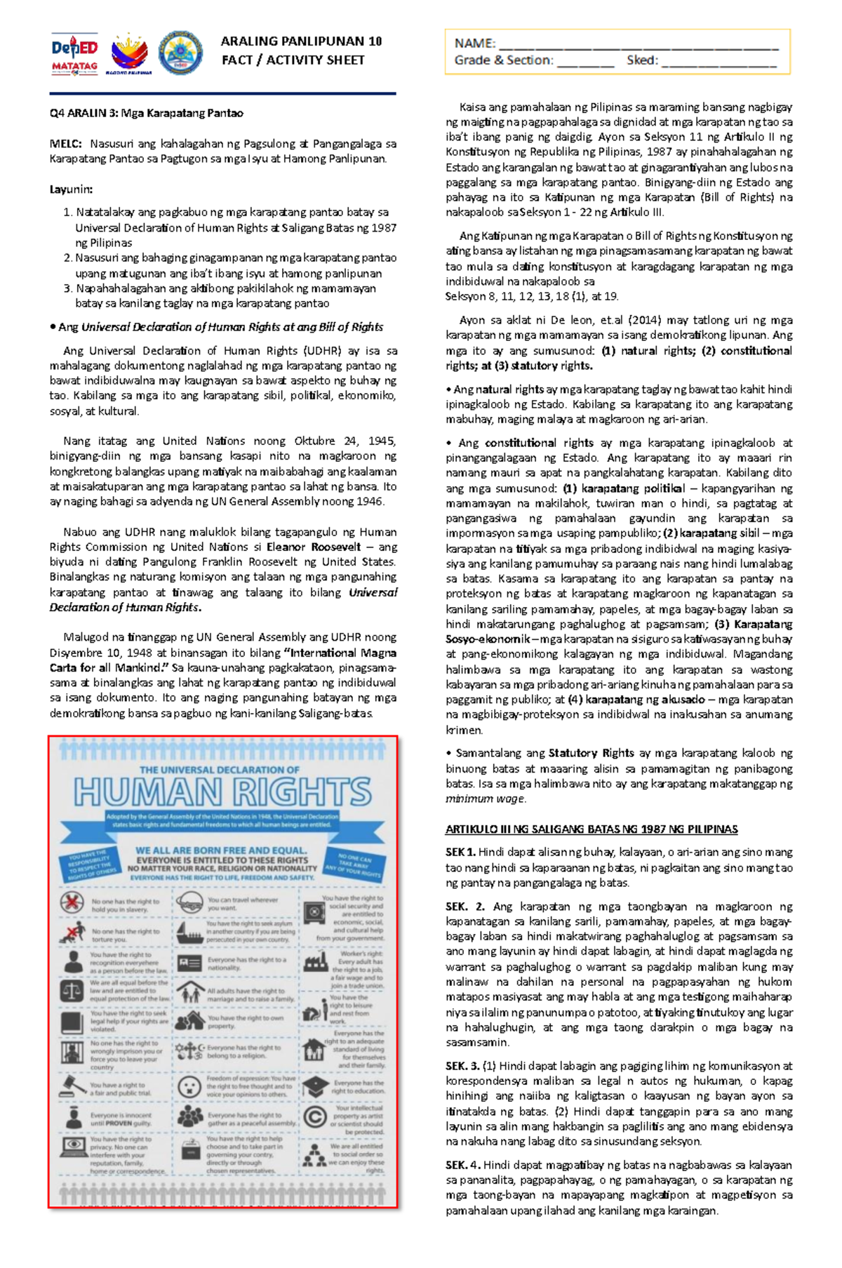 AP 10 Fact Activity Sheet Q4 Aralin 3 - ARALING PANLIPUNAN 10 FACT ...