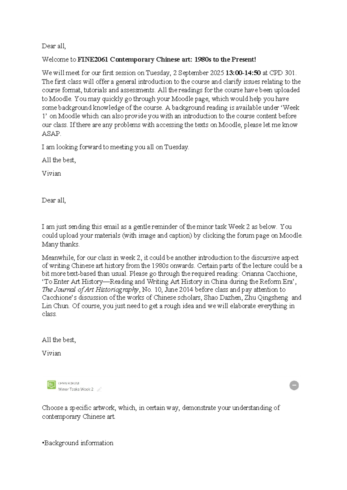 FINE2061 Contemporary Chinese Art: Course Overview & Assignments - Studocu