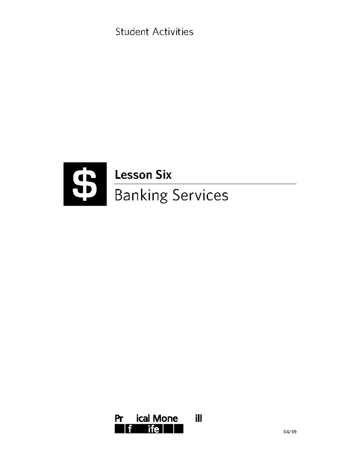 Banking Services Student Activity: Lesson 6 - Choosing a Checking ...