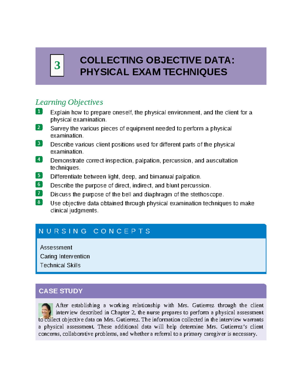 NURS 101: Chapter 03 - Collecting Objective Data & Exam Techniques ...