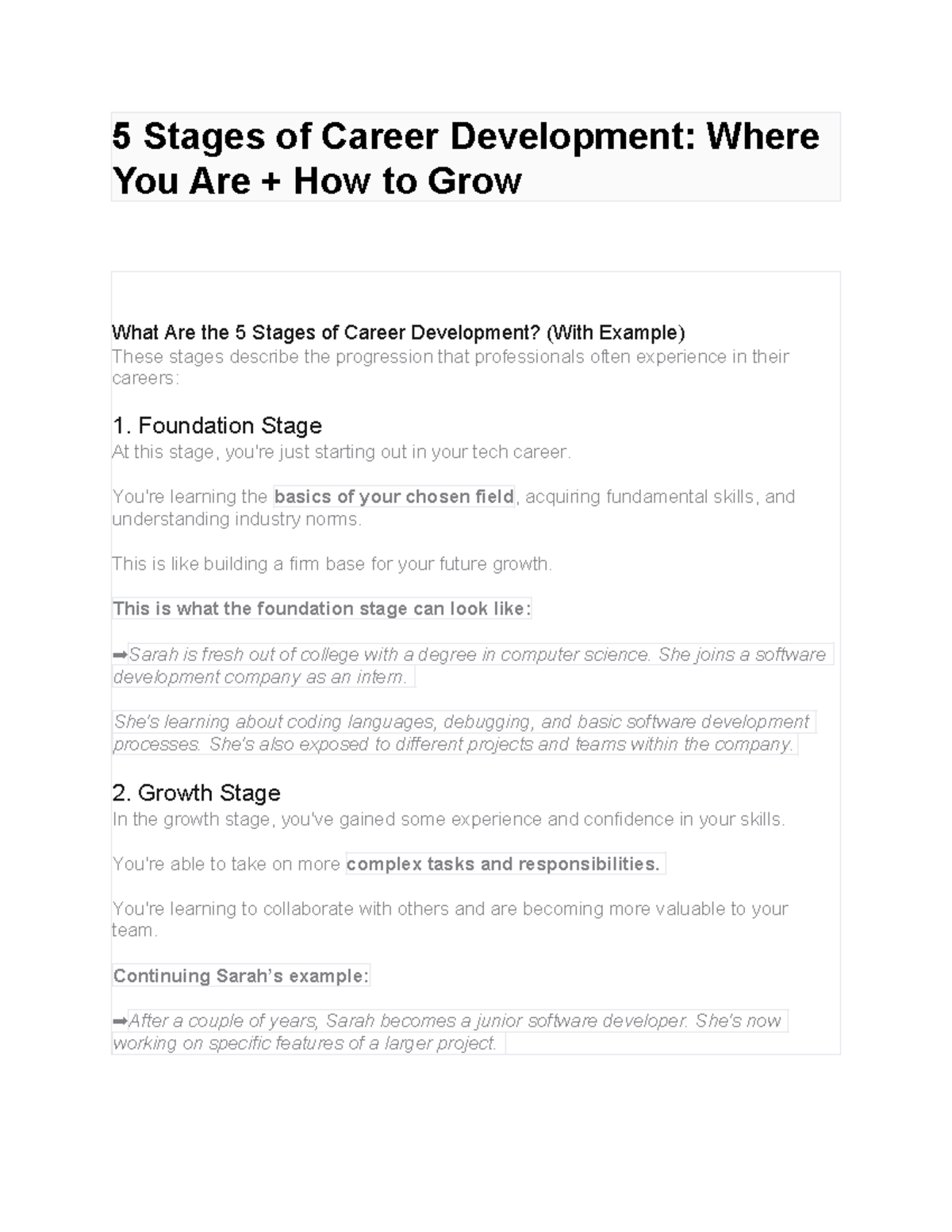 5 Stages of Career Development: Strategies for Growth and Success - Studocu