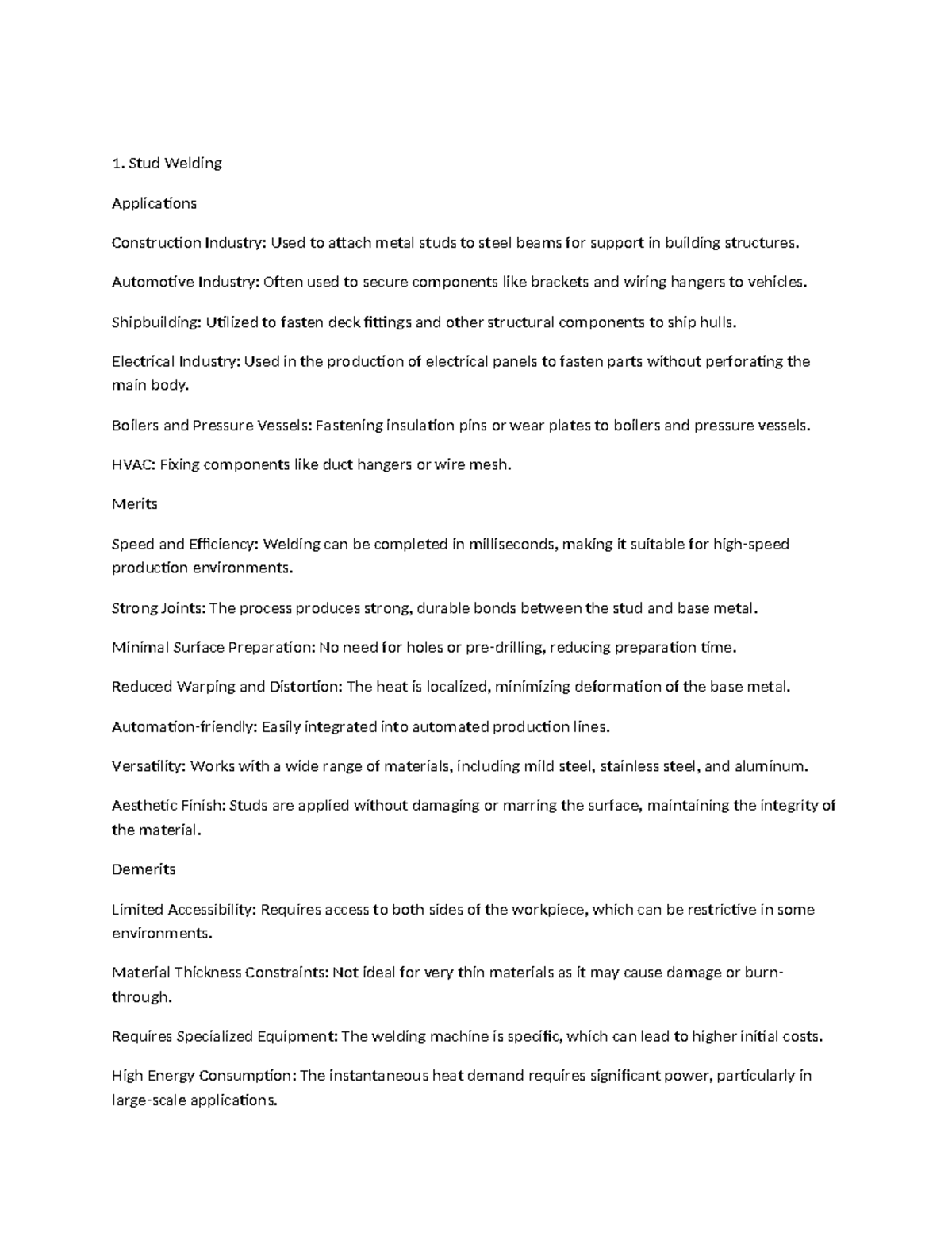 Welding - Notes - Stud Welding Applications Construction Industry: Used ...