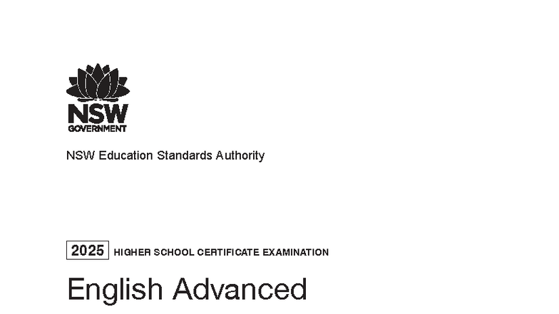 2025 HSC English Advanced Paper 2 Exam Instructions and Questions - Studocu