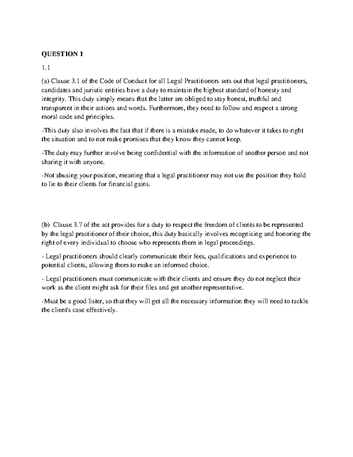 Law of Civil Procedure Assignment - QUESTION 1 1. (a) Clause 3 of the ...