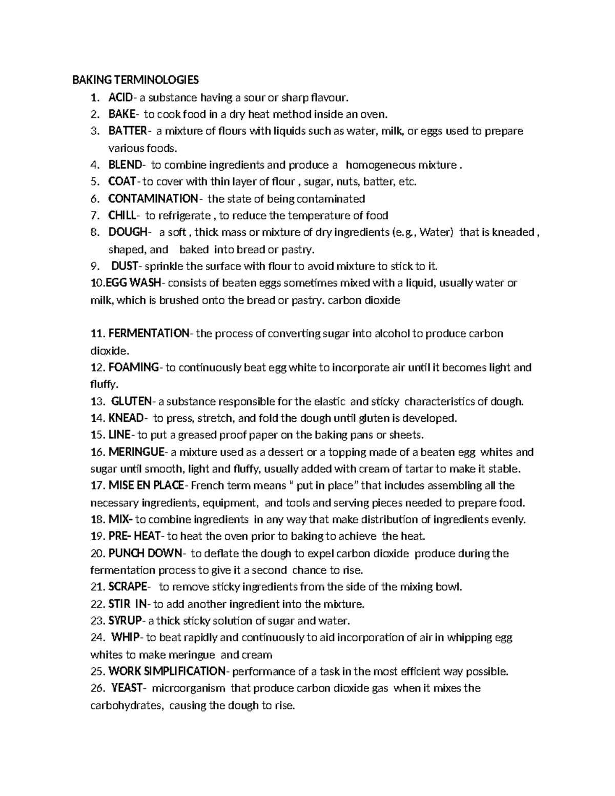 Baking Terminologies Guide for Culinary Students - N/A - Studocu