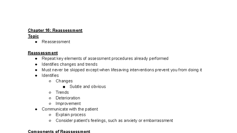 Chapter 16: Reassessment Procedures and Key Components - Studocu