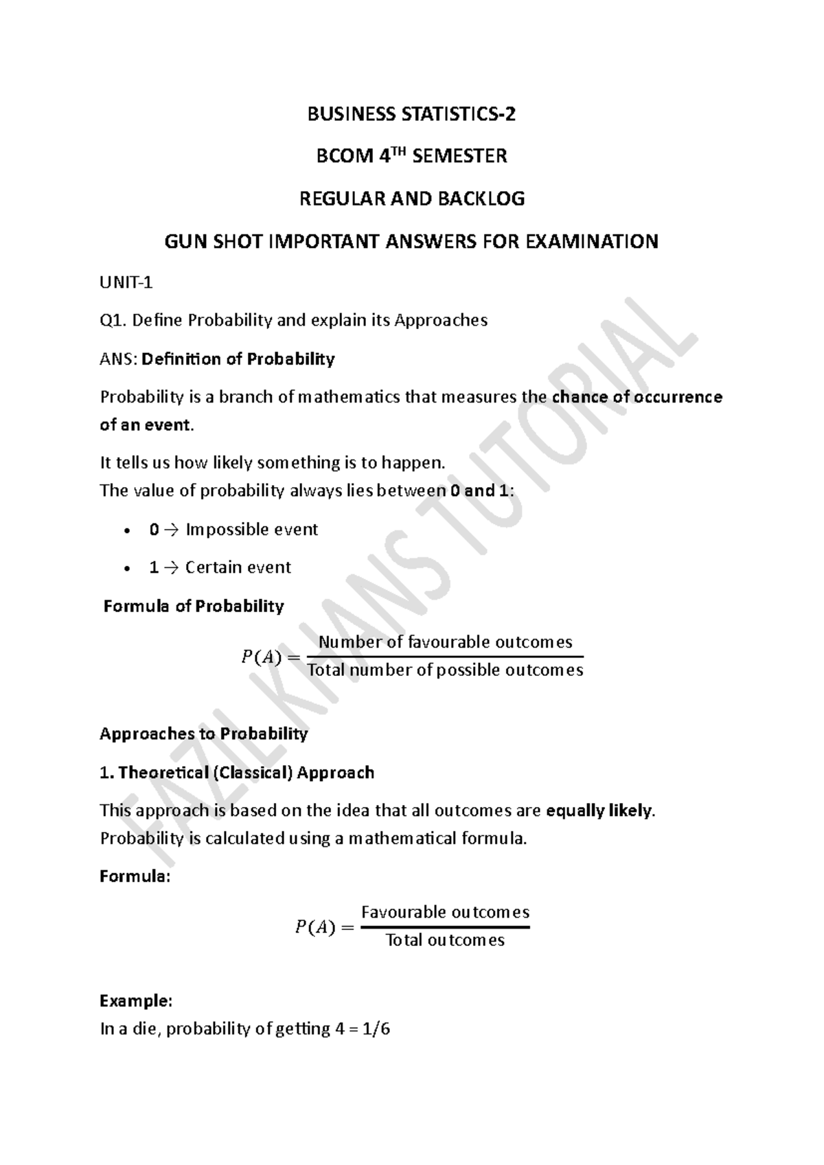 BUSINESS BCOM 4TH SEMESTER IMPORTANT ANSWERS FOR EXAMINATION - Studocu