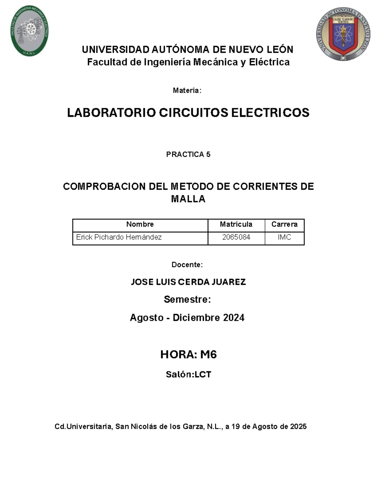 Práctica 5: Comprobación del Método de Corrientes de Malla - FIS ...