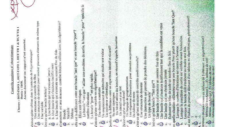 1er Devoir Algorithme - Contrôle Continu Algorithmique - Studocu