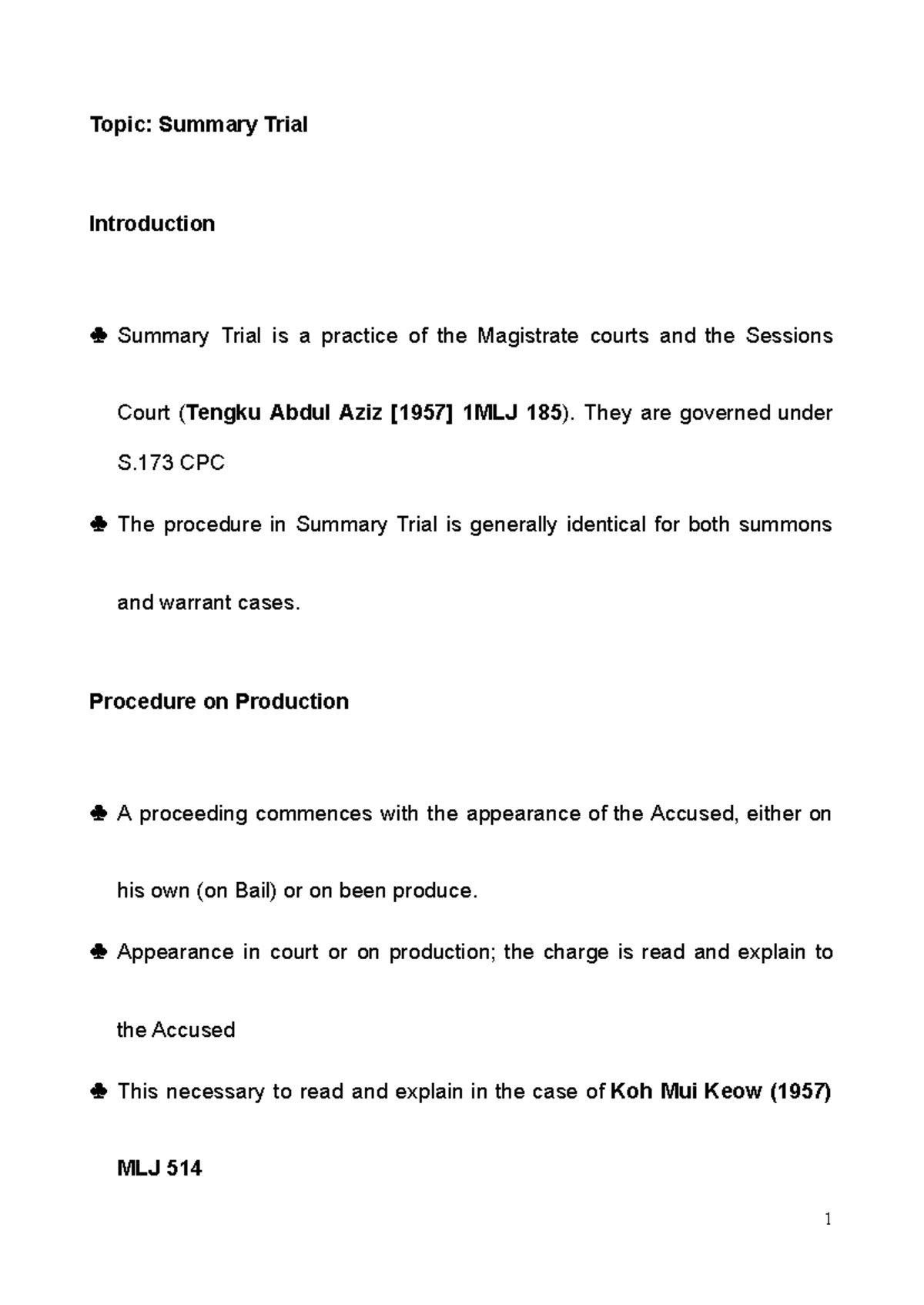002.Summary Trial Procedure and Key Cases Explained - Studocu