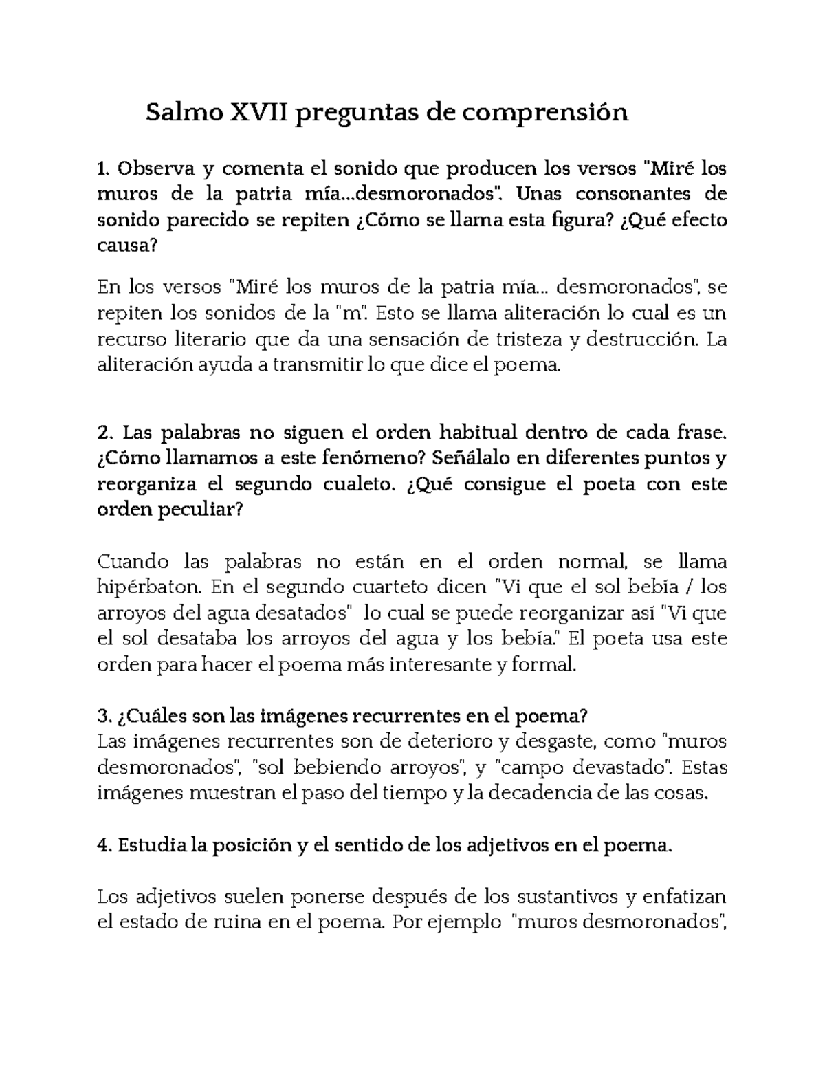 Salmo XVII: Análisis y Comprensión de Recursos Literarios - Studocu