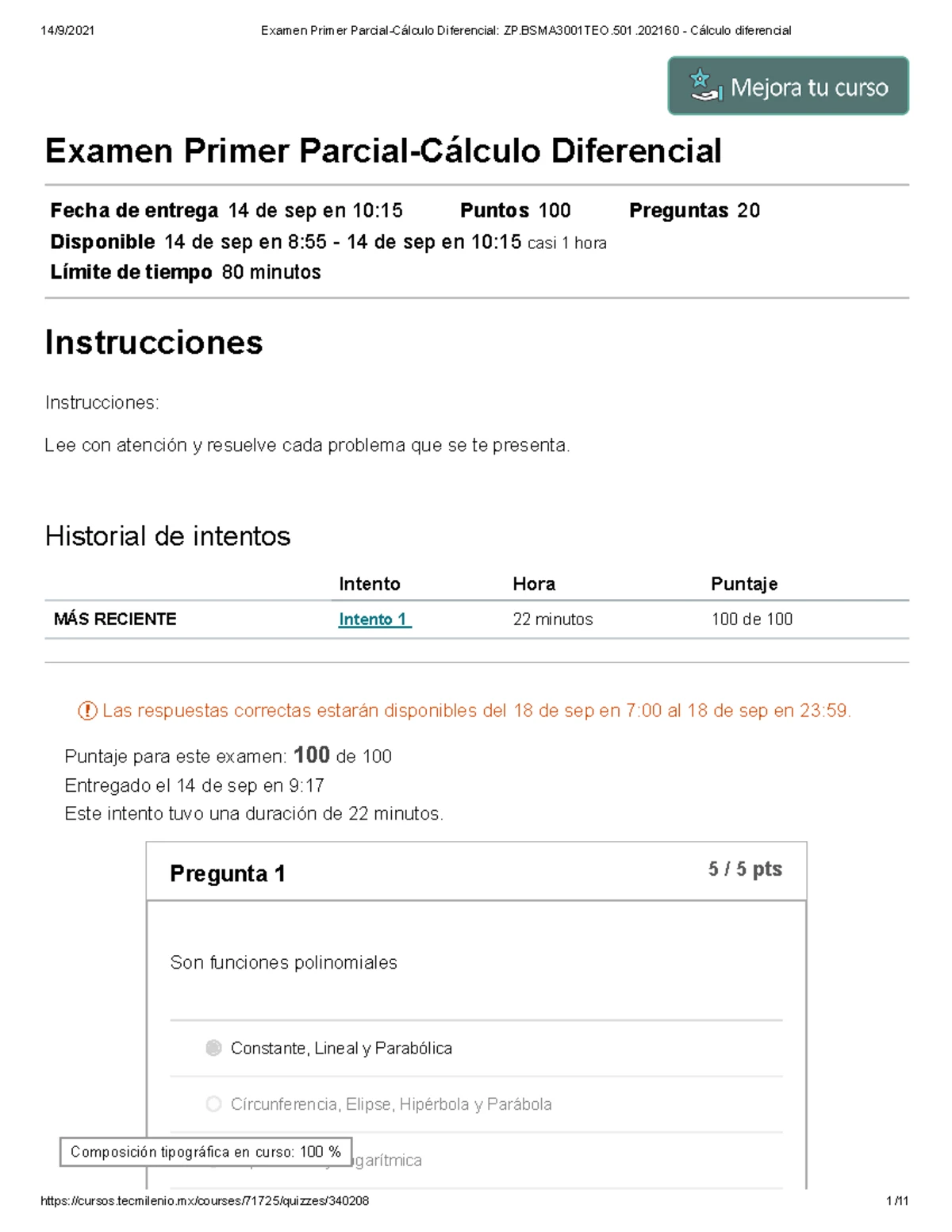Examen Segundo Examen Parcial calculo integral - Segundo Examen Parcial Comenzado: 22 de mar en ...